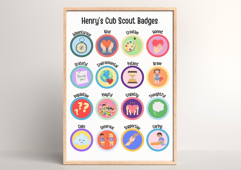 Personalised Honor Badges Kids Poster Cub Scouts, Beavers, Brownies ...