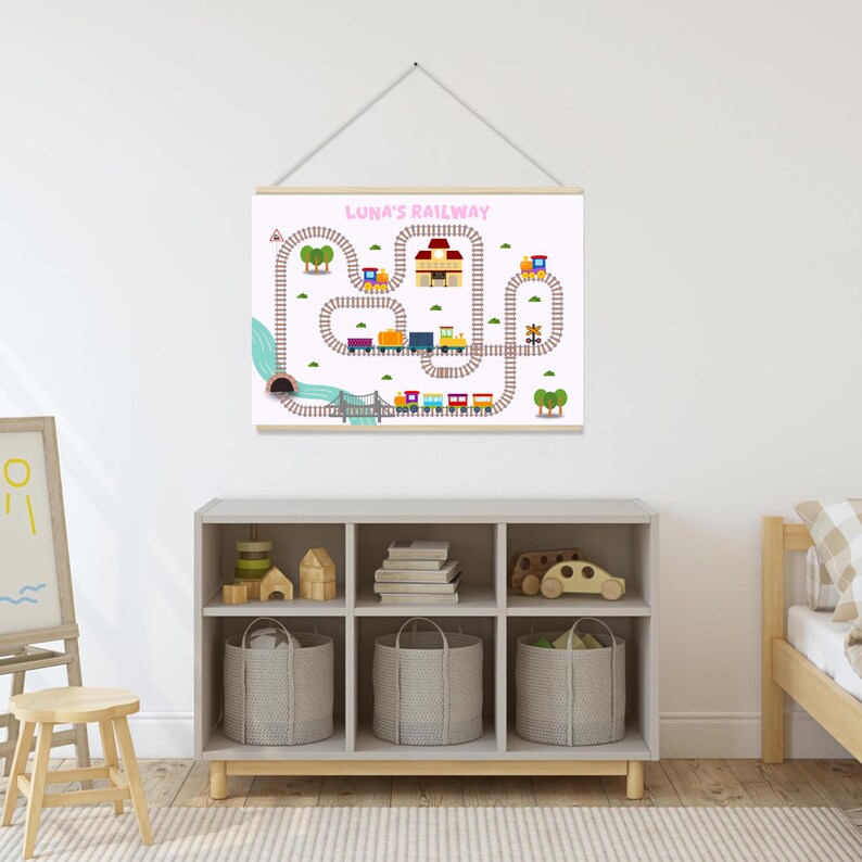 Personalised Railway Map Nursery Kids Print Framed Poster Hanger Prints ...