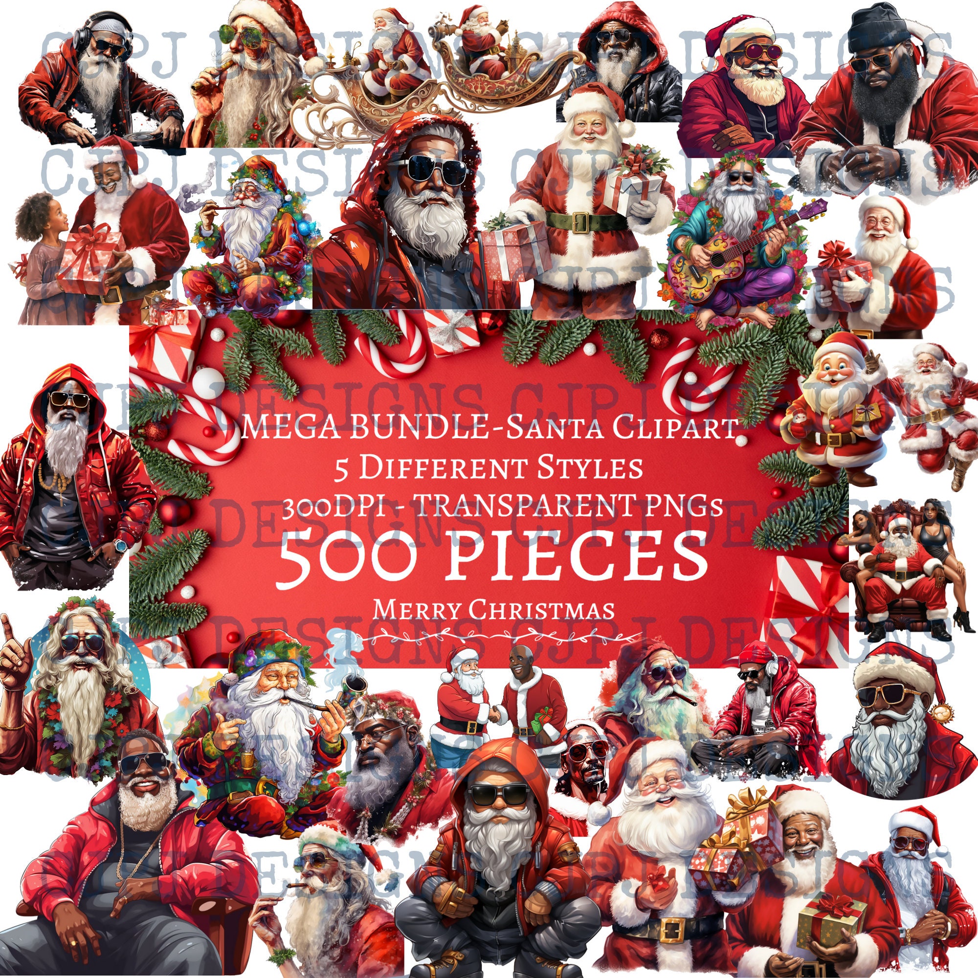 500 PIECE Santa Clipart Bundle, Christmas Clipart, Clipart Bundle ...
