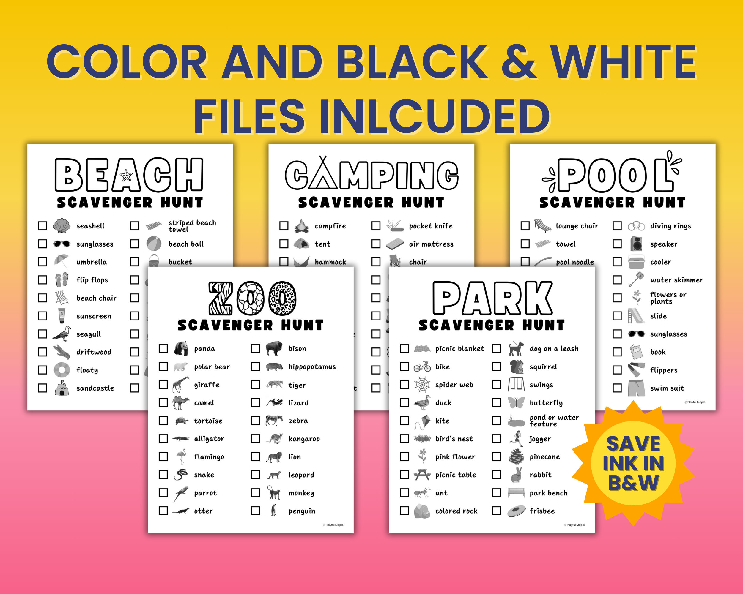 Summer Scavenger Hunt Bundle for Kids Printable Summer Activities ...