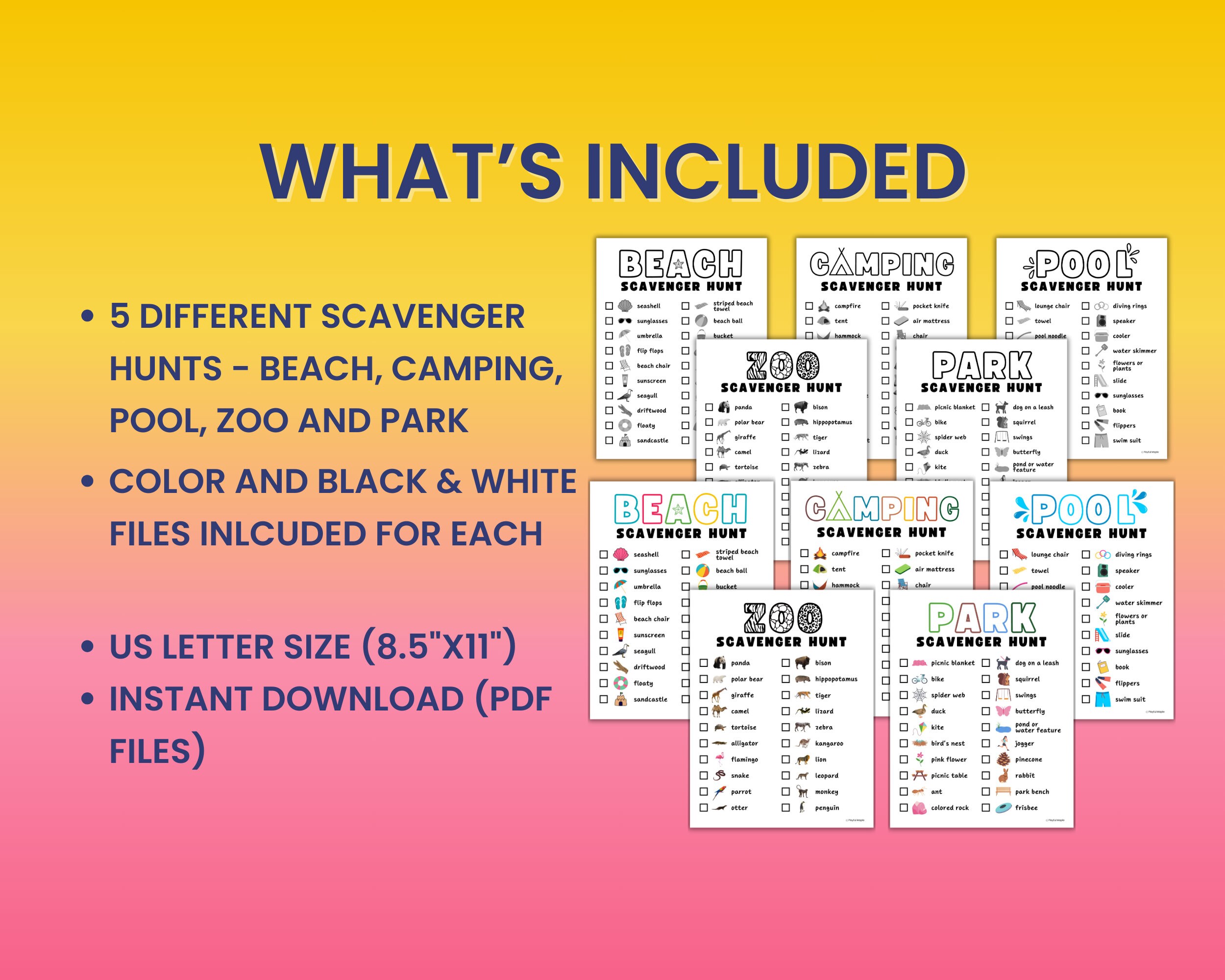 Summer Scavenger Hunt Bundle for Kids Printable Summer Activities ...