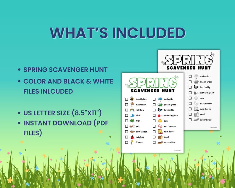 Spring Scavenger Hunt for Kids Printable Spring Activity Outdoor ...
