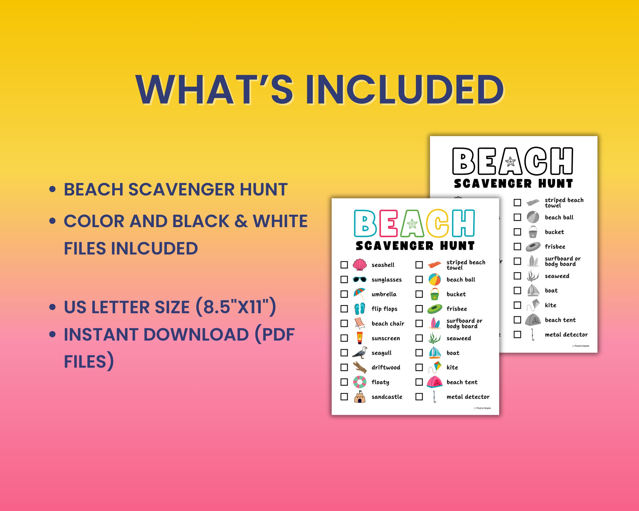 Beach Scavenger Hunt for Kids Printable Summer Activity Outdoor ...