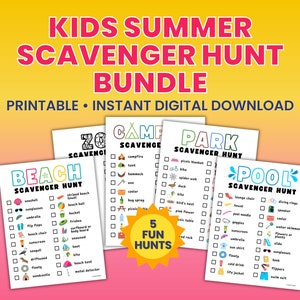 Summer Scavenger Hunt Bundle for Kids Printable Summer Activities ...