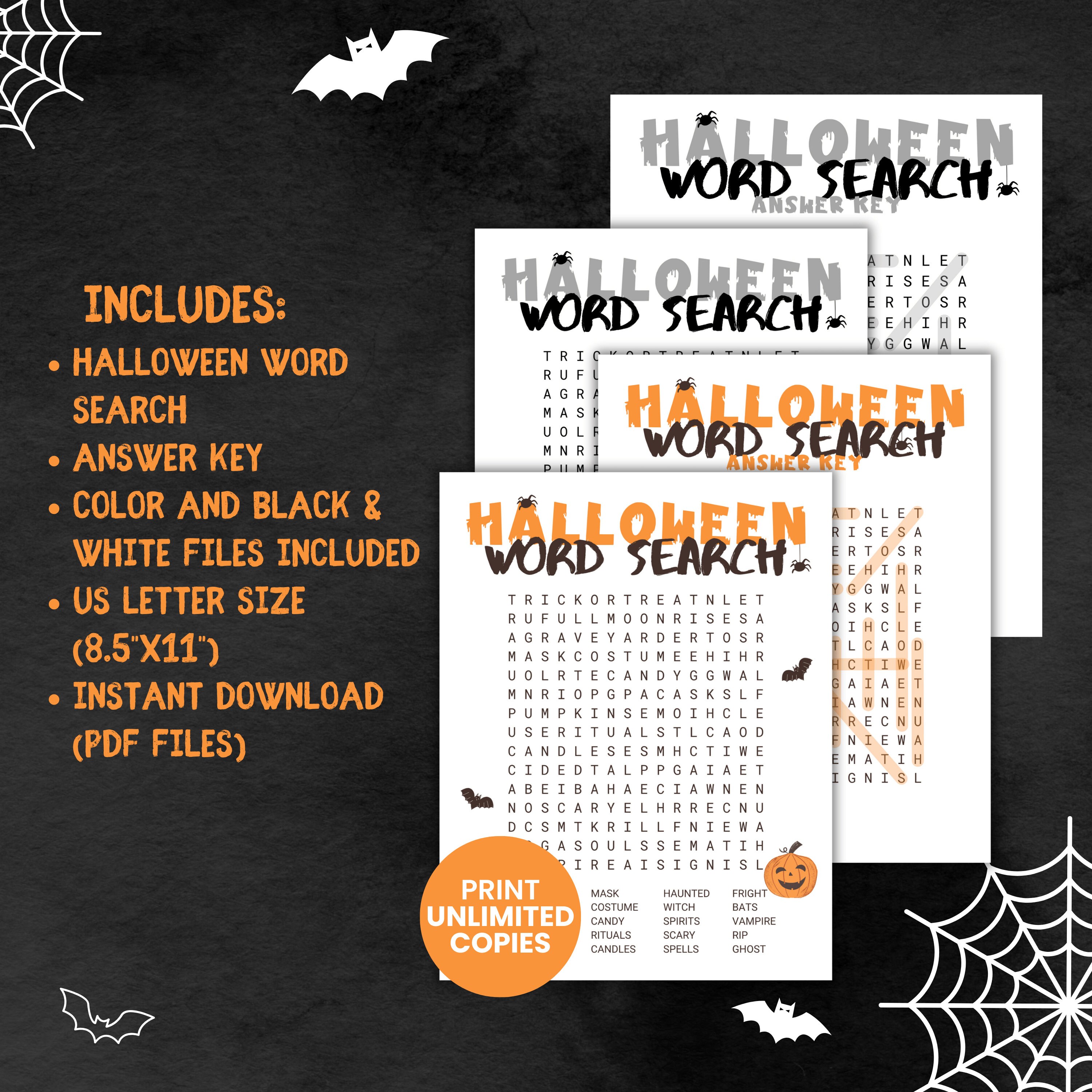 Halloween Word Search Game Printable Halloween Word Search - Etsy