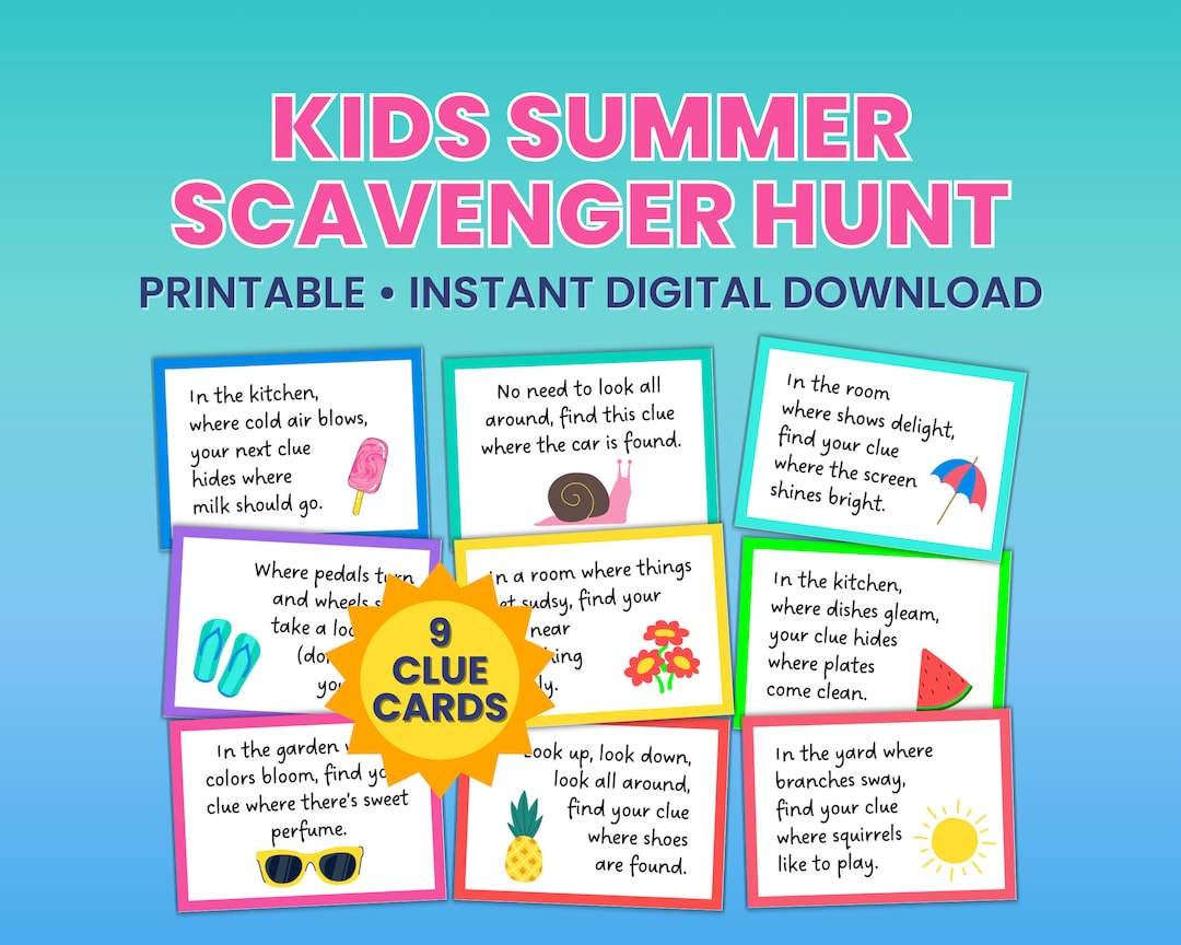 Summer Scavenger Hunt for Kids Printable Summer Activity Kids ...