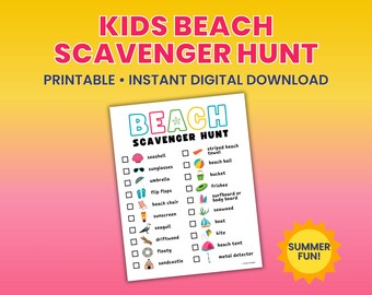 Beach Scavenger Hunt Summer Scavenger Hunt for Kidsn Beach Scavenger ...