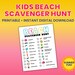 Beach Scavenger Hunt for Kids Printable Summer Activity Outdoor ...