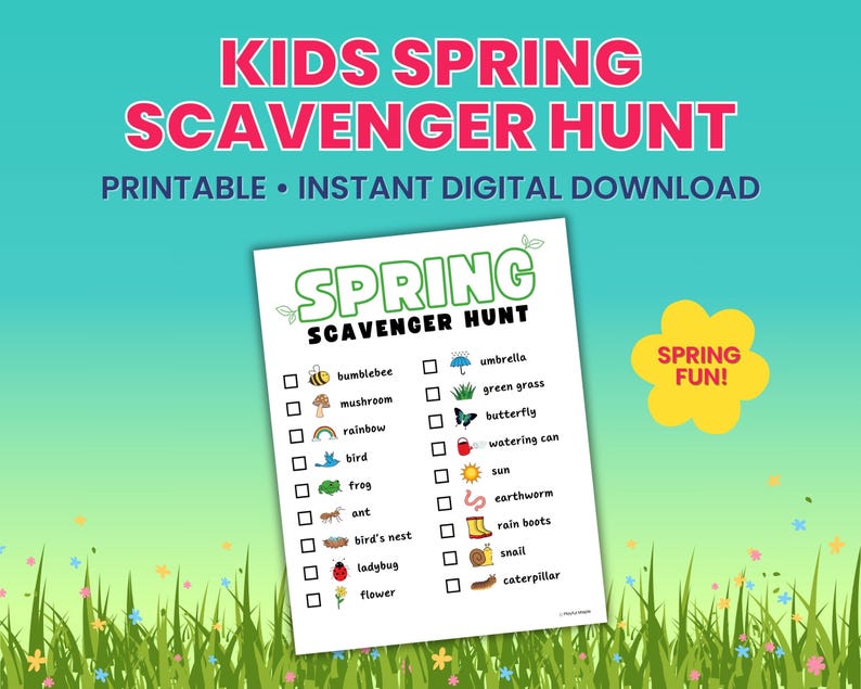 Spring Scavenger Hunt for Kids Printable Spring Activity Outdoor ...