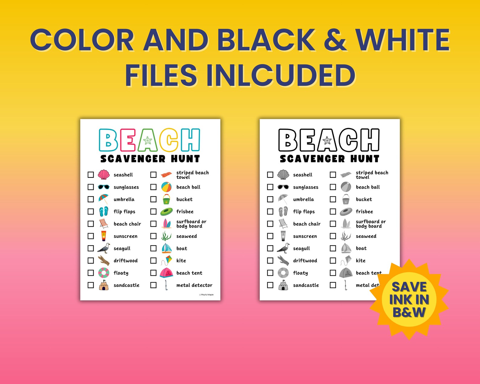Beach Scavenger Hunt for Kids Printable Summer Activity Outdoor ...