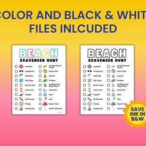 Beach Scavenger Hunt for Kids Printable Summer Activity Outdoor ...