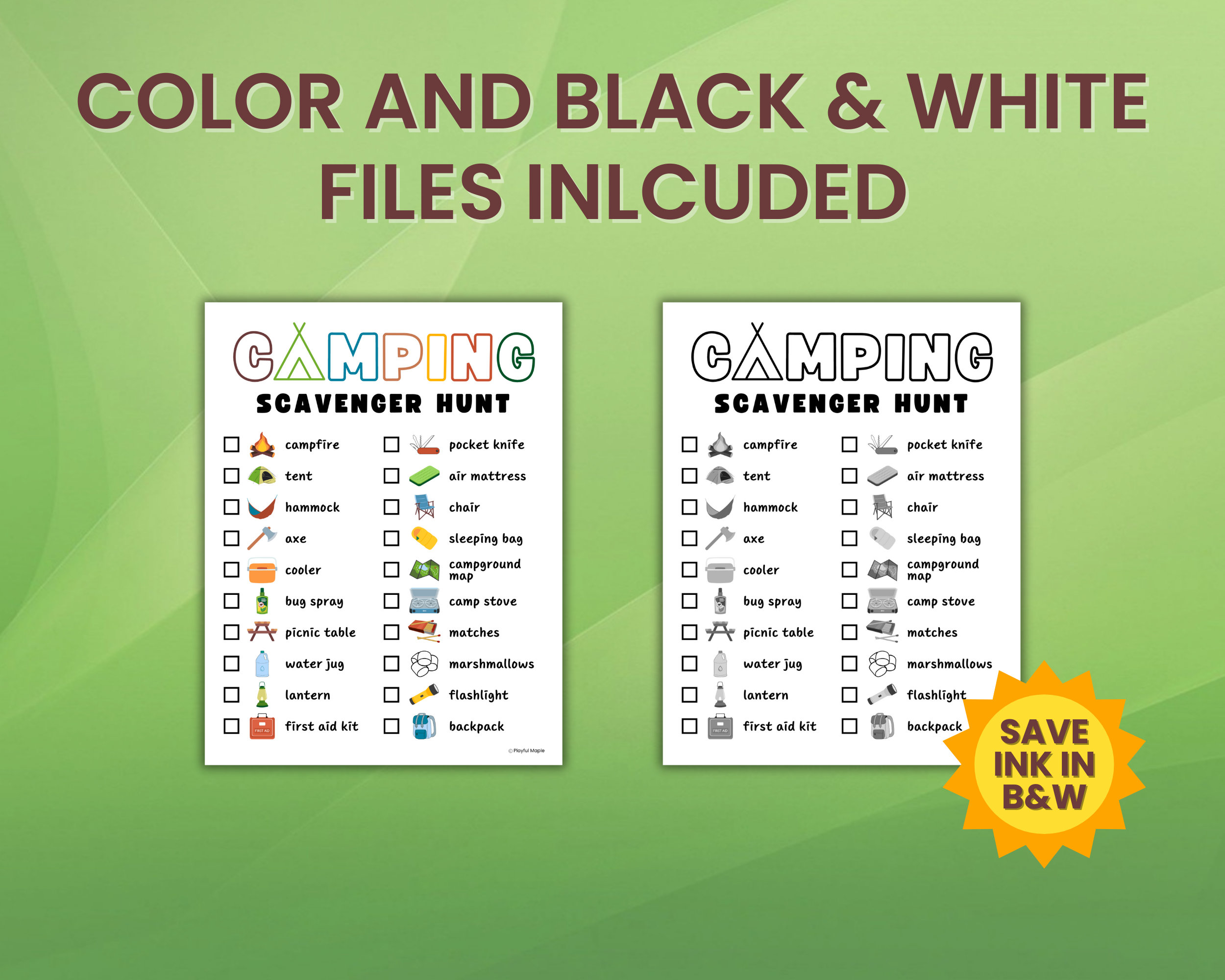 Camping Scavenger Hunt for Kids Printable Summer Activity Outdoor ...