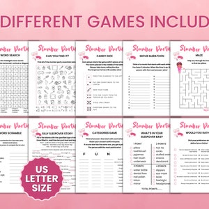 Slumber Party Game Bundle Printable Sleepover Activities Girl Pajama ...