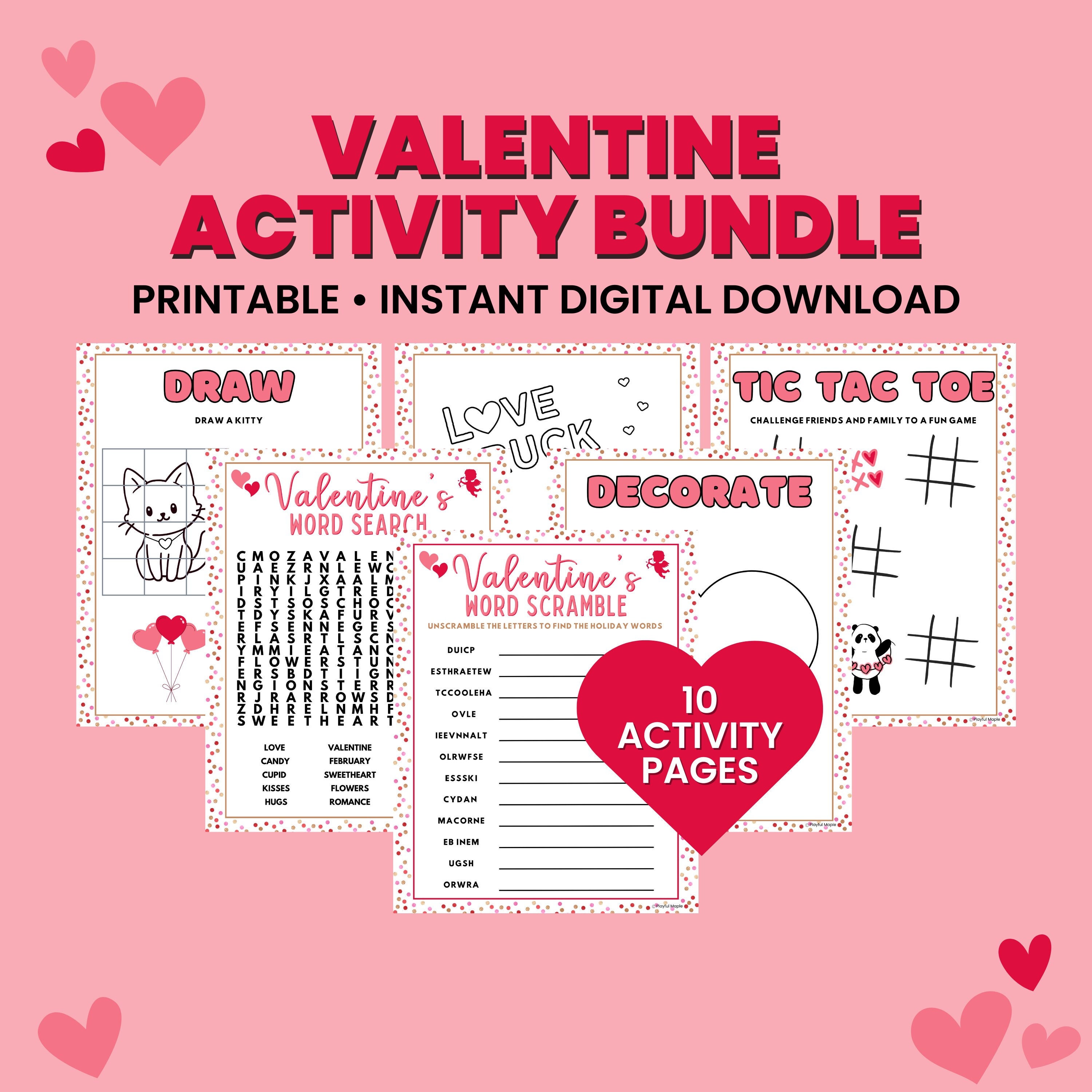 Printable Valentine Activity Bundle Party Games Kids Valentine's Day ...