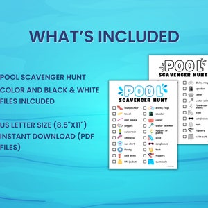 Pool Scavenger Hunt for Kids Printable Summer Activity Outdoor ...