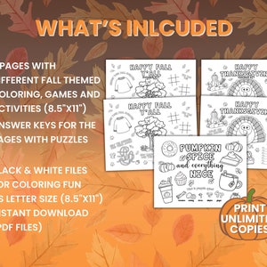 Fall Activity Placemats Printable Fall Coloring Pages Kids Fall ...