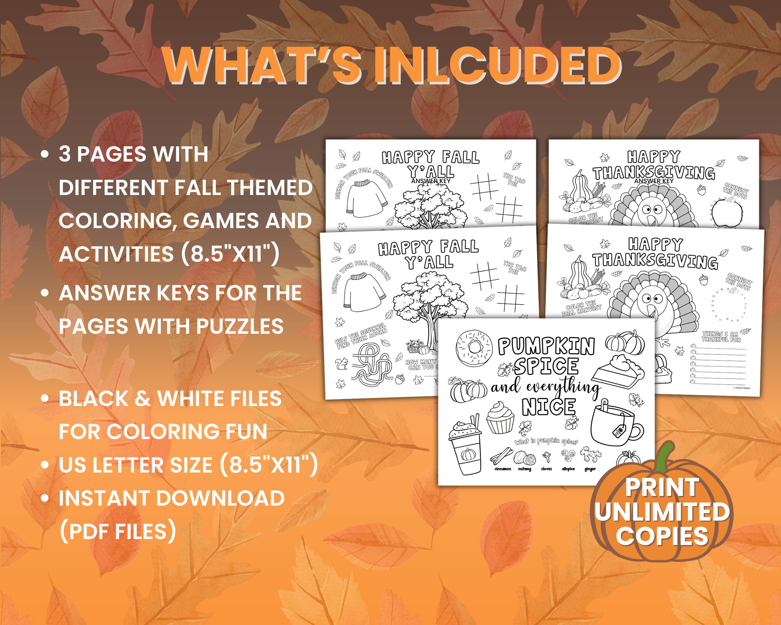 Fall Activity Placemats Printable Fall Coloring Pages Kids Fall ...