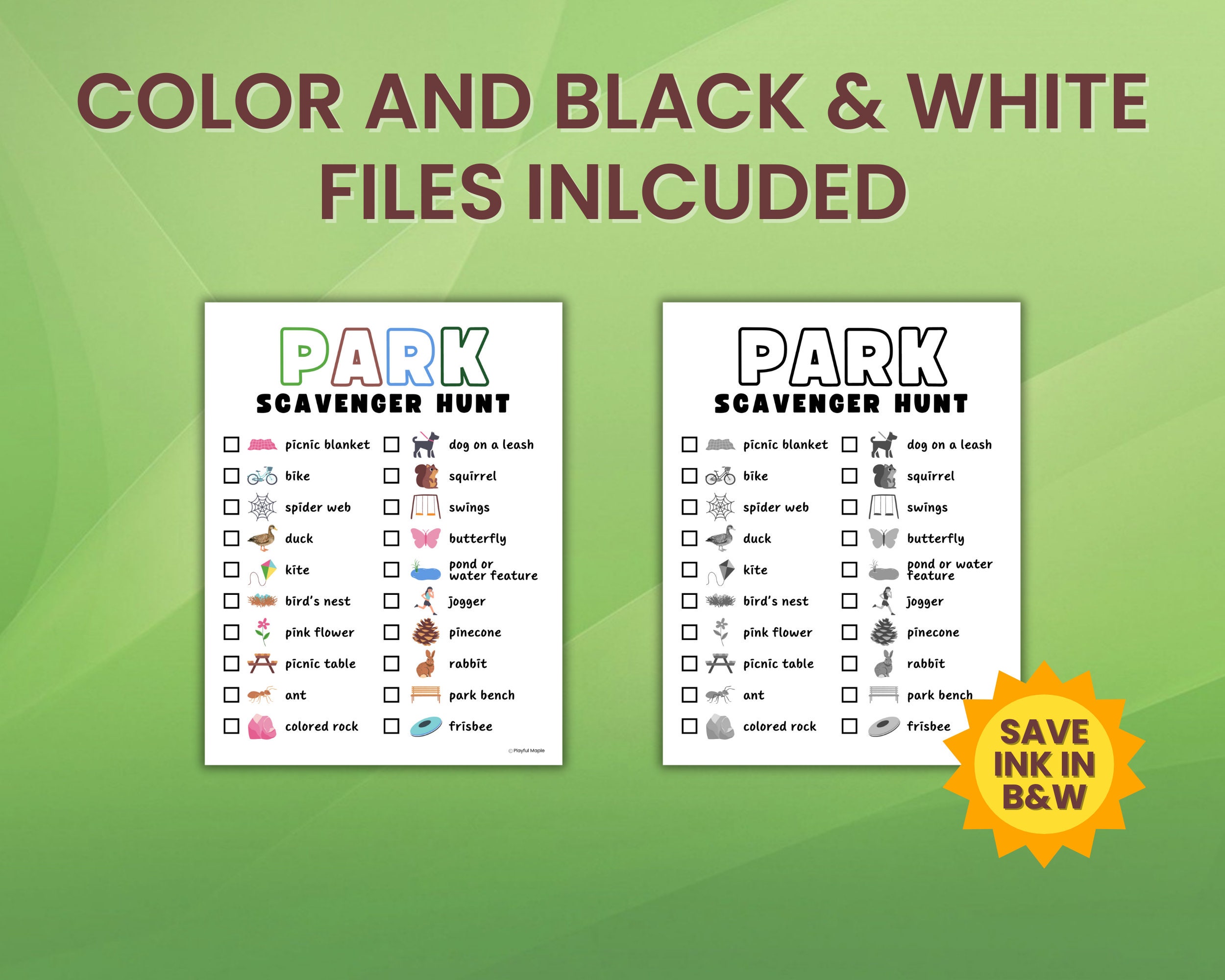 Park Scavenger Hunt for Kids Printable Summer Activity Outdoor ...