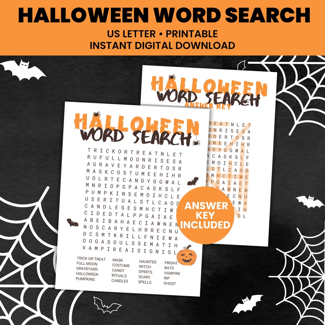 Halloween Word Search Game Printable Halloween Word Search - Etsy