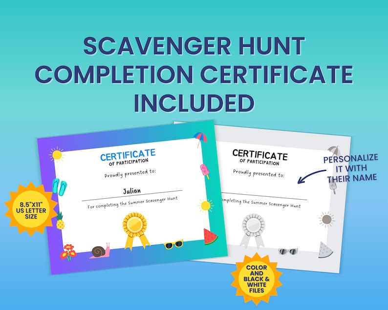 Summer Scavenger Hunt for Kids Printable Summer Activity Kids ...