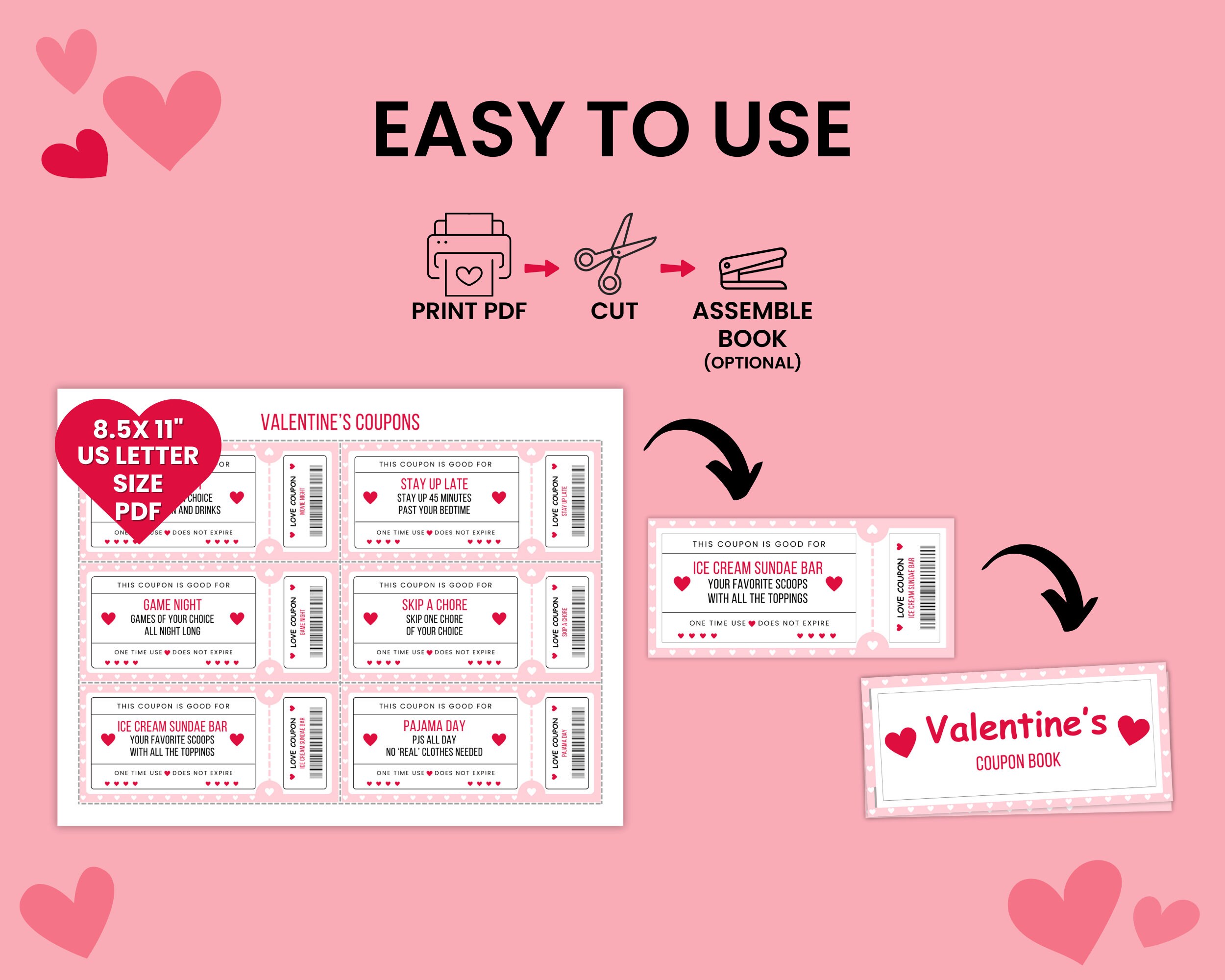 Kids Valentine Coupon Book Printable Love Coupons Valentine's Gift for ...