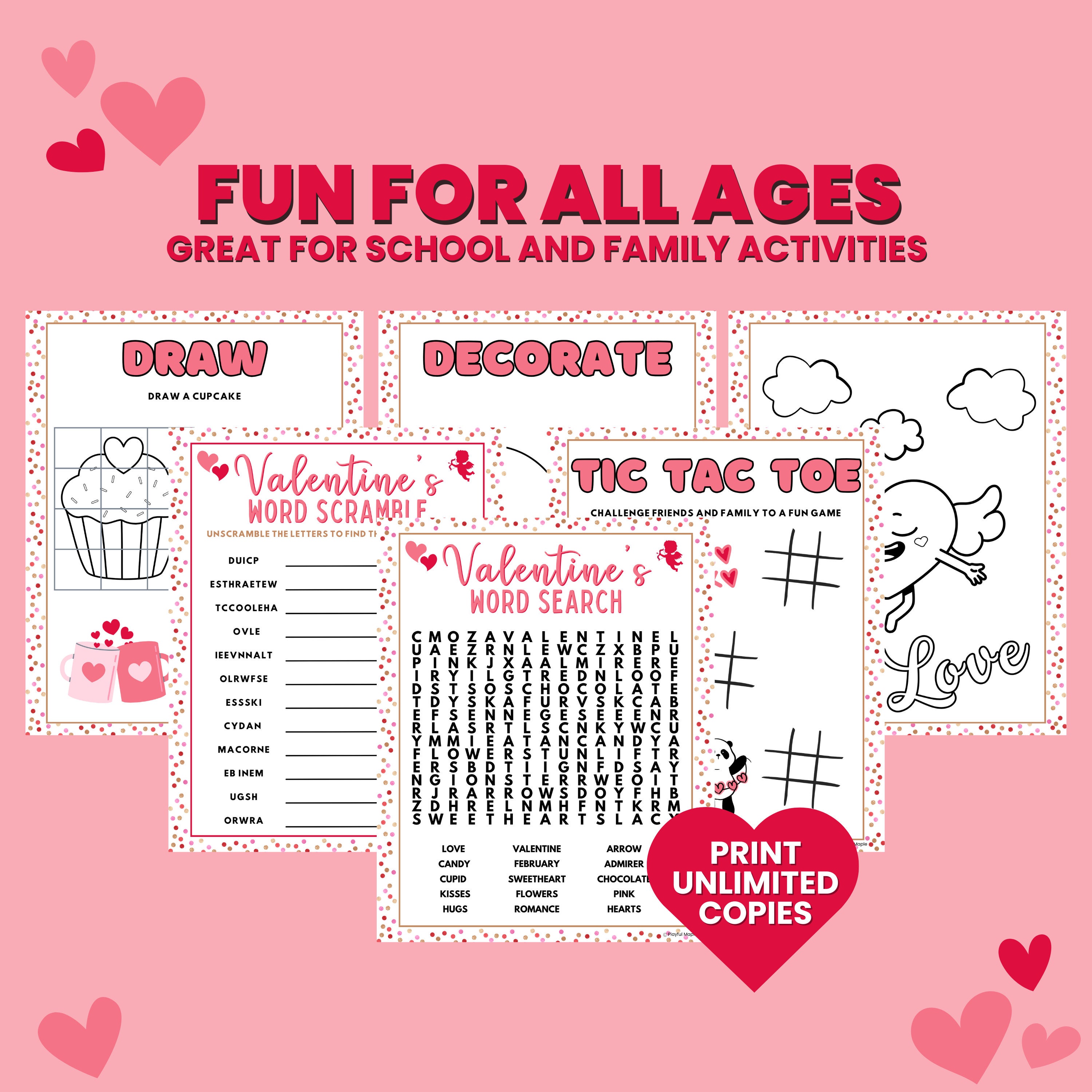 Printable Valentine Activity Bundle Party Games Kids Valentine's Day ...