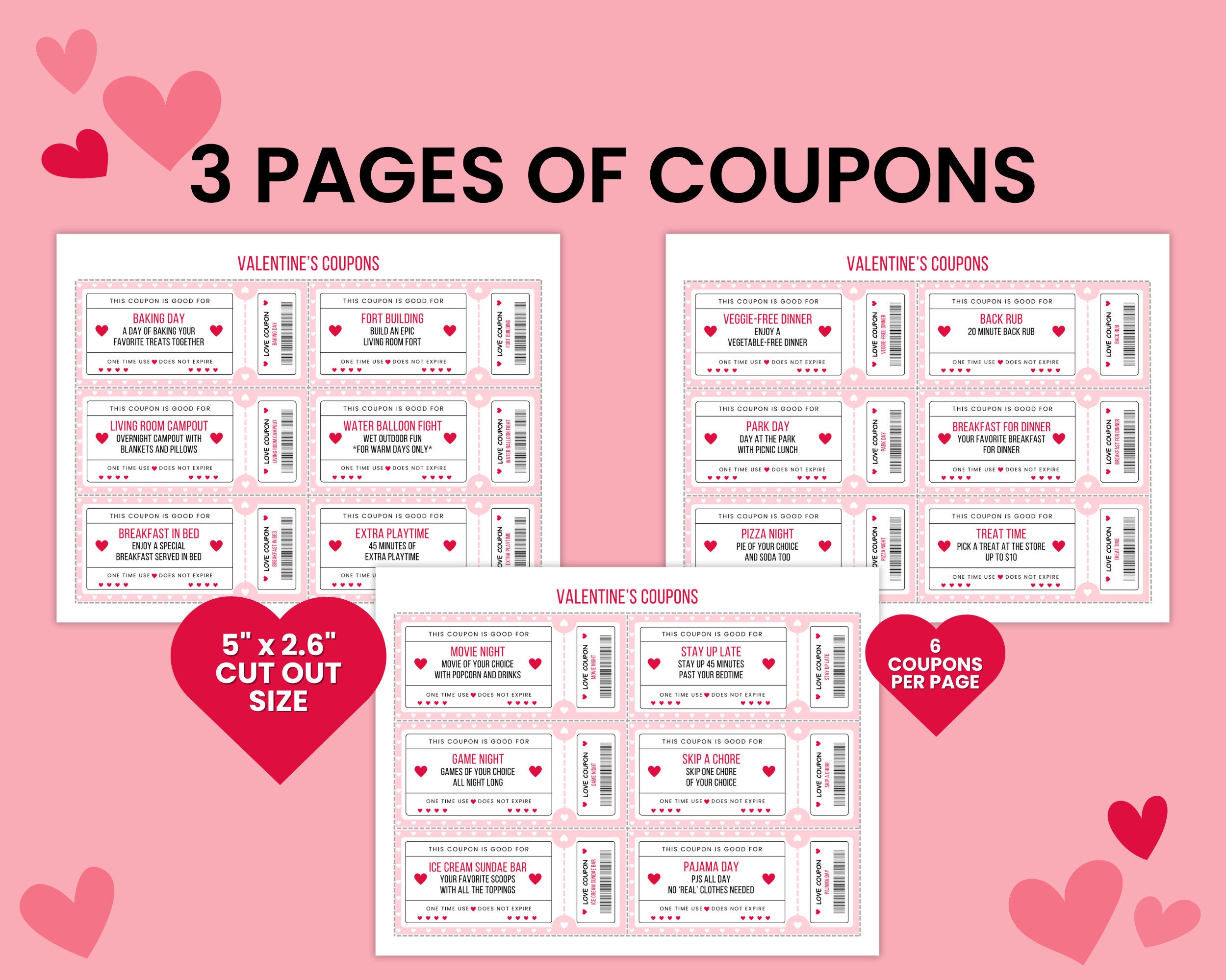 Kids Valentine Coupon Book Printable Love Coupons Valentine's Gift for ...