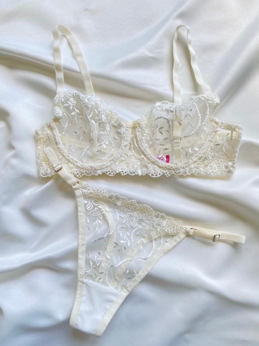 White Floral Lingerie Set Etsy
