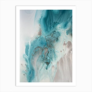 Blue Abstract Ocean Art, Digital Coastal Painting, Ocean Water Flow Art ...