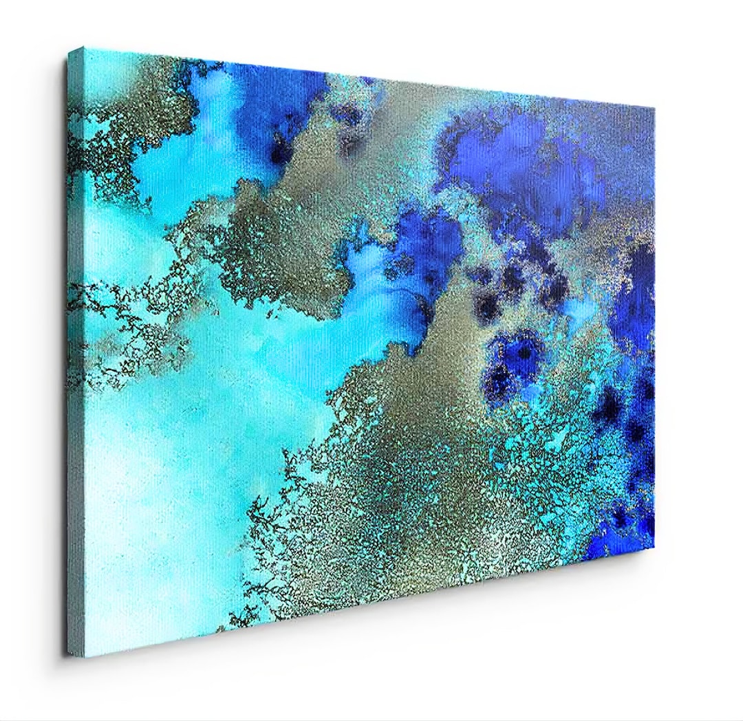 Fiji Reefs Print, Aerial Fiji Ocean Canvas, Realistic Reefs Print ...