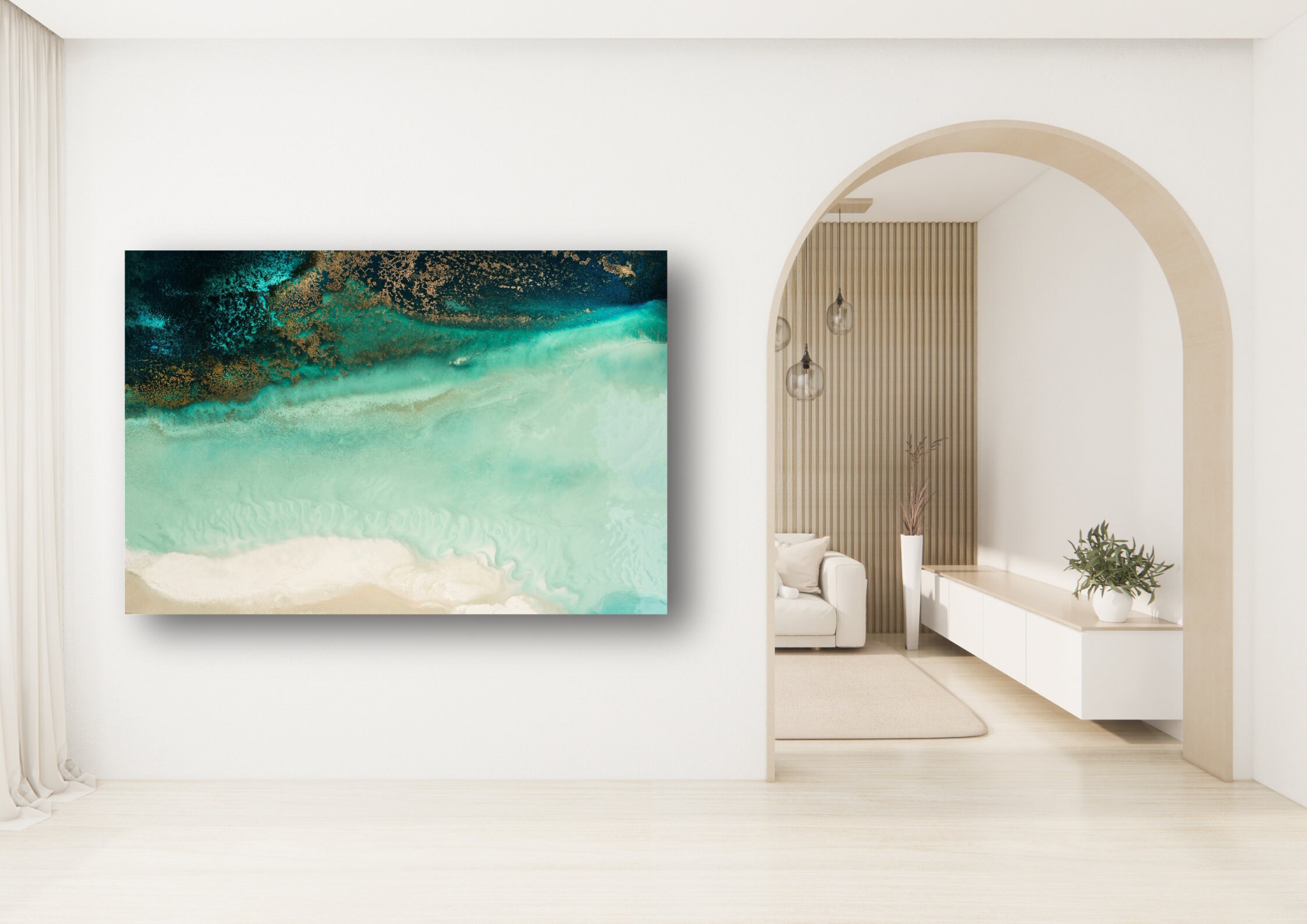 Waikiki Reef Canvas, Extra Large Ocean Print, Zen Calming Beach Wall ...