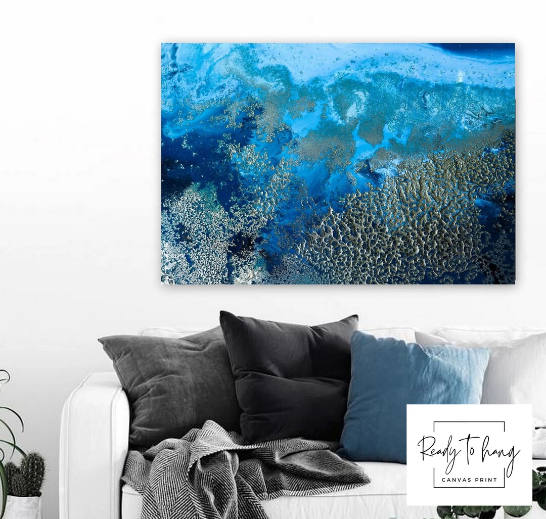 Deep Blue Ocean Print, Realistic Ocean Wall Art, Ocean Rocks Print ...