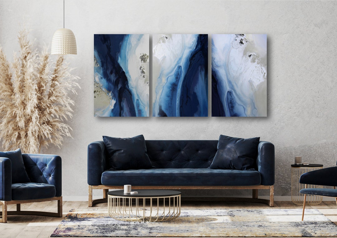 Blue Ocean Print - Extra Large Ocean Art - Coastal Art Print - Blue and ...