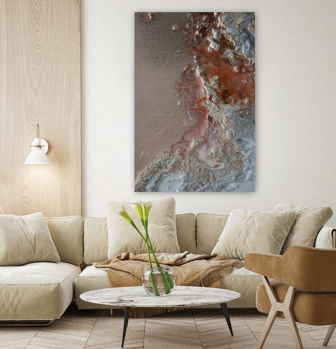 Earth Tone Canvas, Abstract Painting Print, Sand and Waves Art ...
