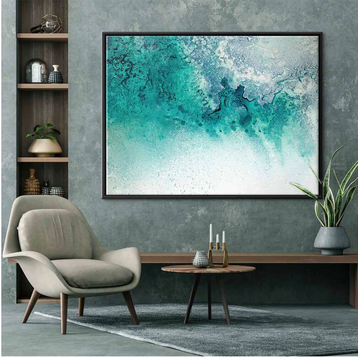 Digital Turquoise Ocean Art Printable Original Painting by Petra Meikle ...