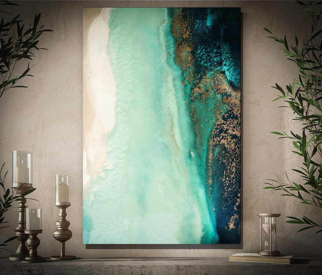 Waikiki Reef Canvas, Extra Large Ocean Print, Zen Calming Beach Wall ...