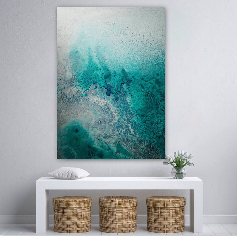 Digital Turquoise Ocean Art Printable Original Painting by Petra Meikle ...