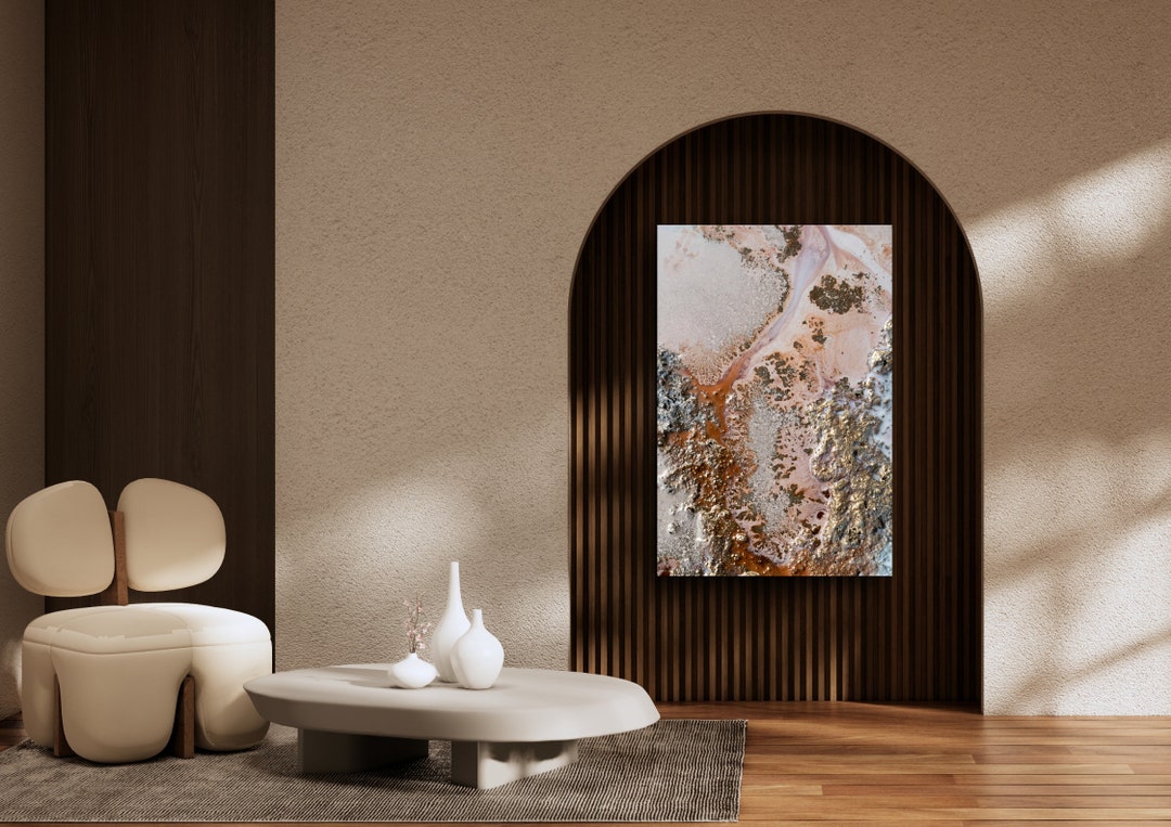 3D Texture Marble Art - Pink Gold Combo Art - Extra Large Canvas Art ...