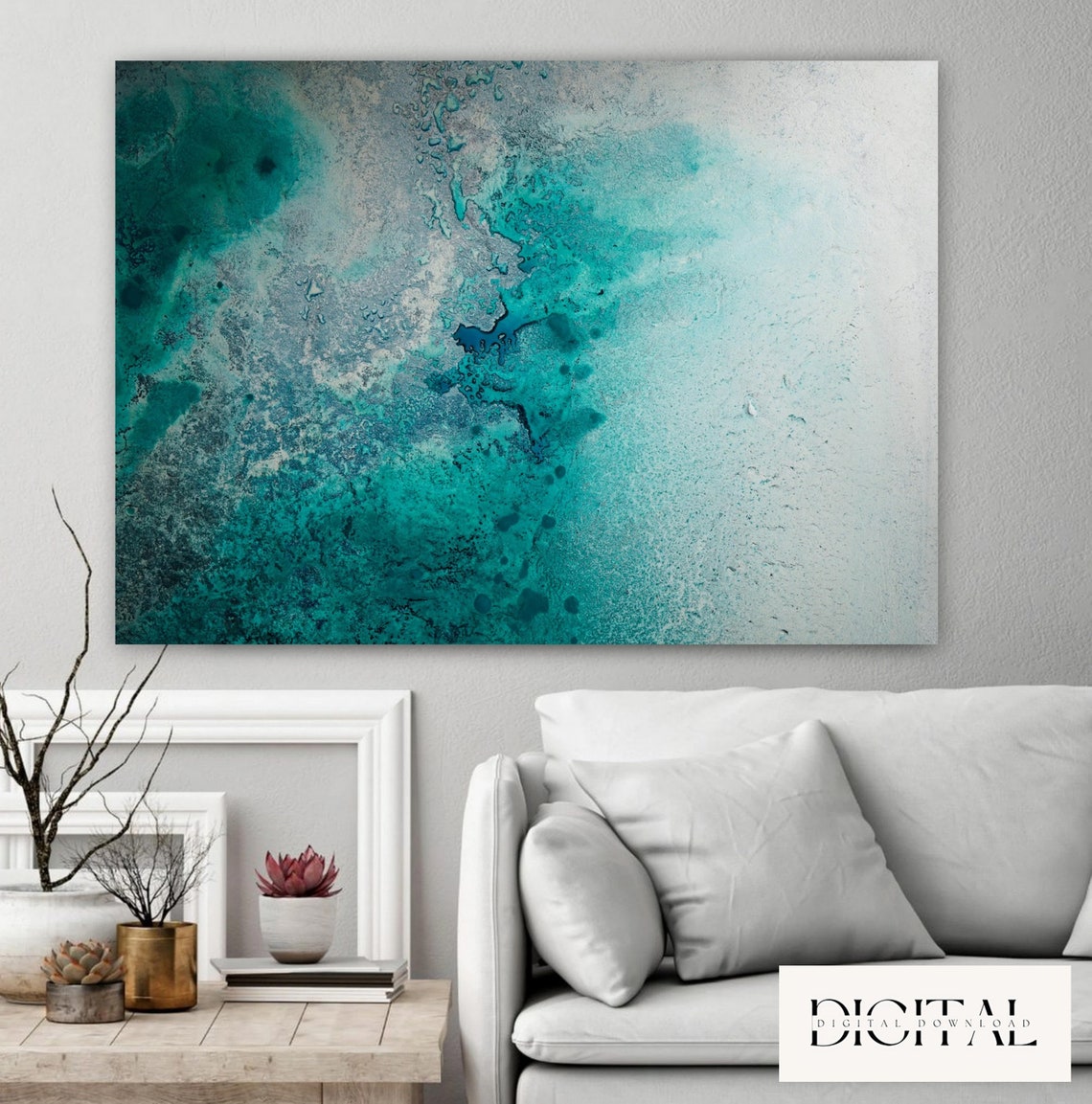 Digital Turquoise Ocean Art Printable Original Painting by Petra Meikle ...