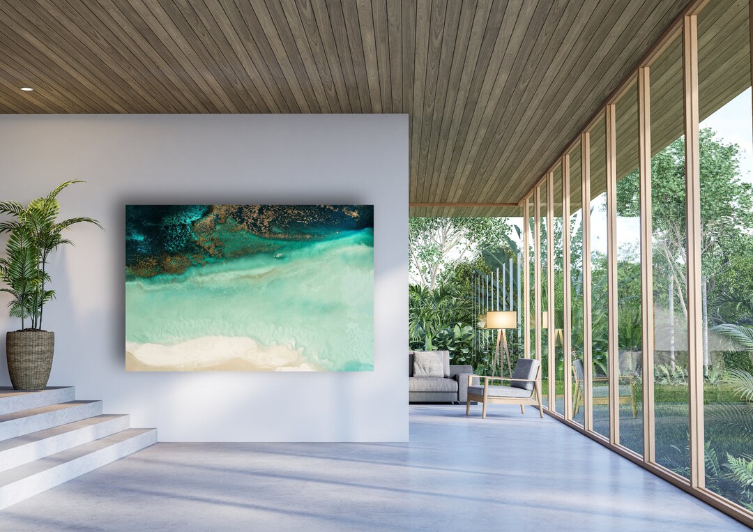 Waikiki Reef Canvas, Extra Large Ocean Print, Zen Calming Beach Wall ...