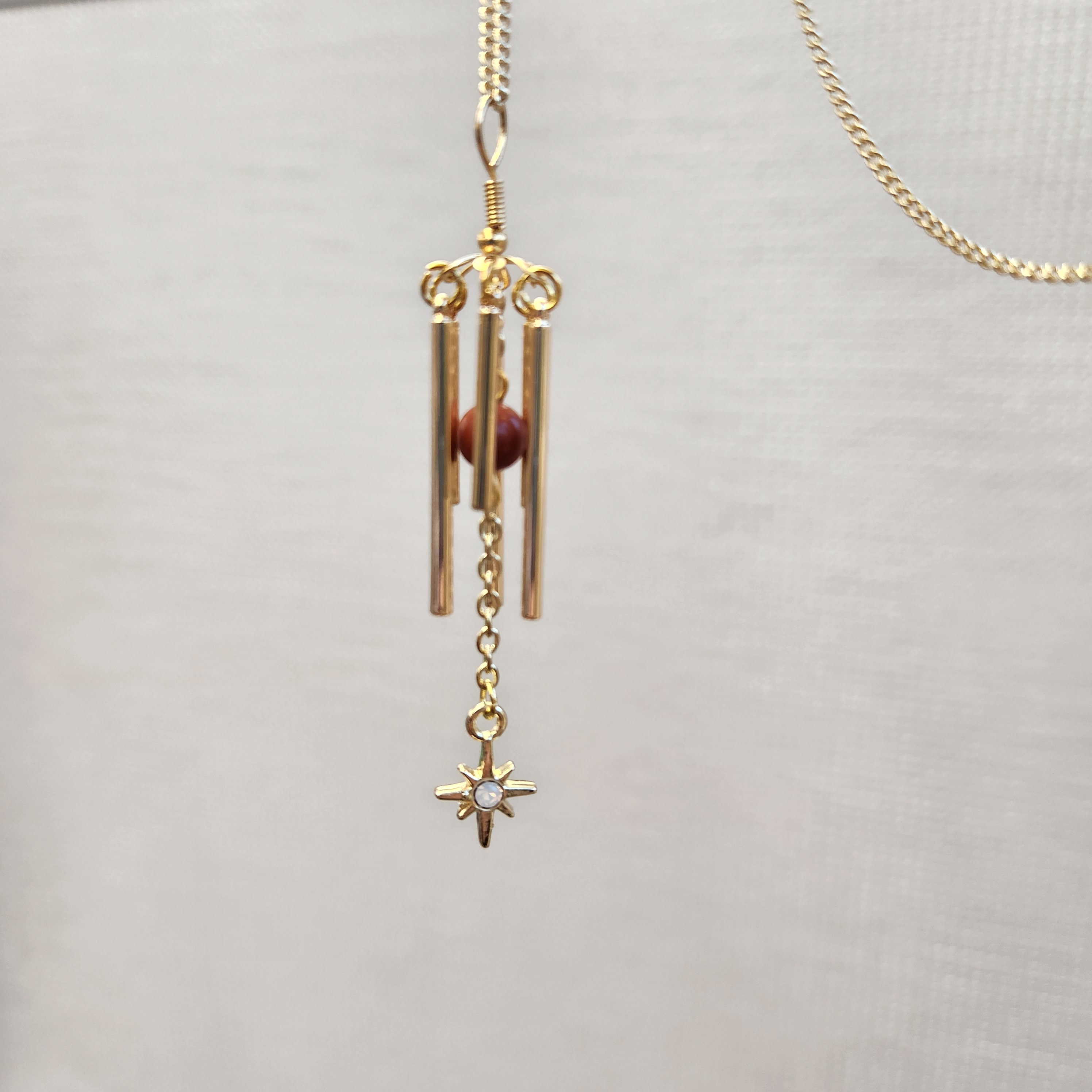 Custom Gold Windchime Inspired Necklace With Stone Clapper and Wind ...