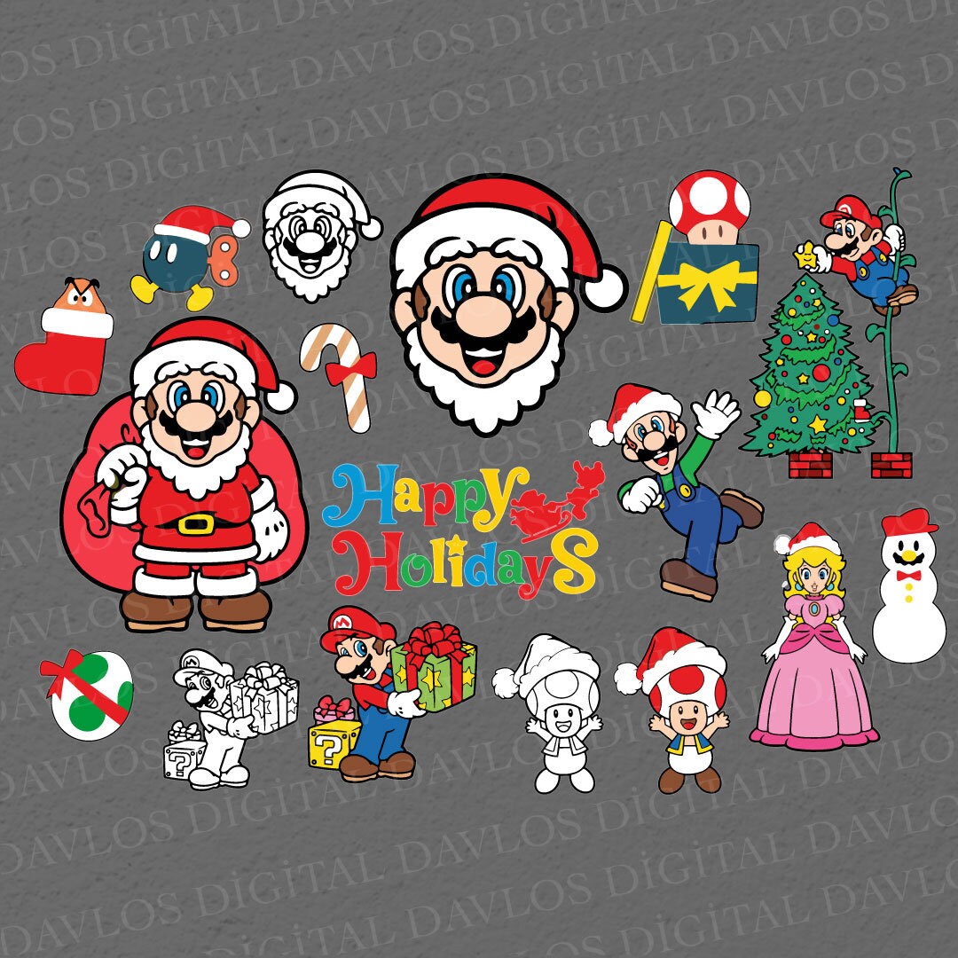 Super Mario Merry Christmas PNG and SVG Super Mario Pngsuper - Etsy