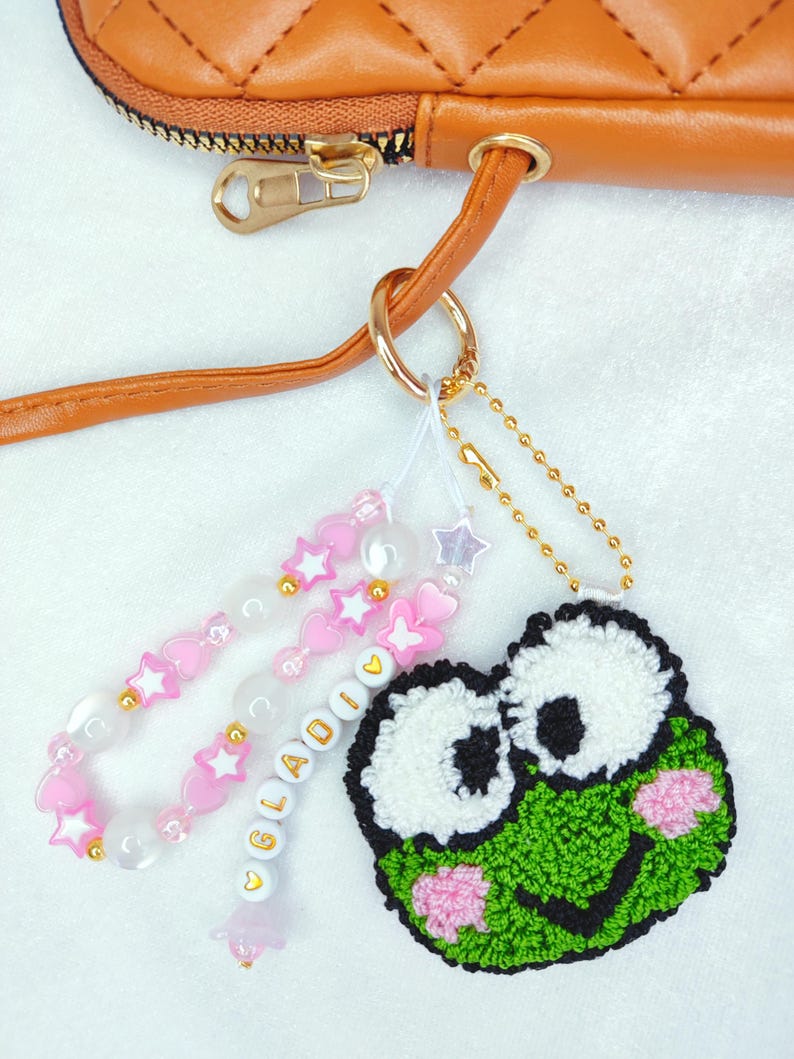 Personalized Keychain With Name and Handmade Embroidered Pendant ...