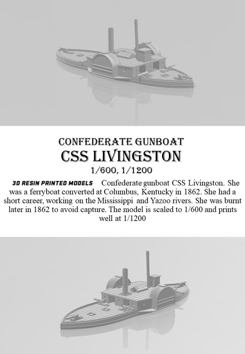 1/600 ACW Confederate Gunboat CSS Livingston - Etsy