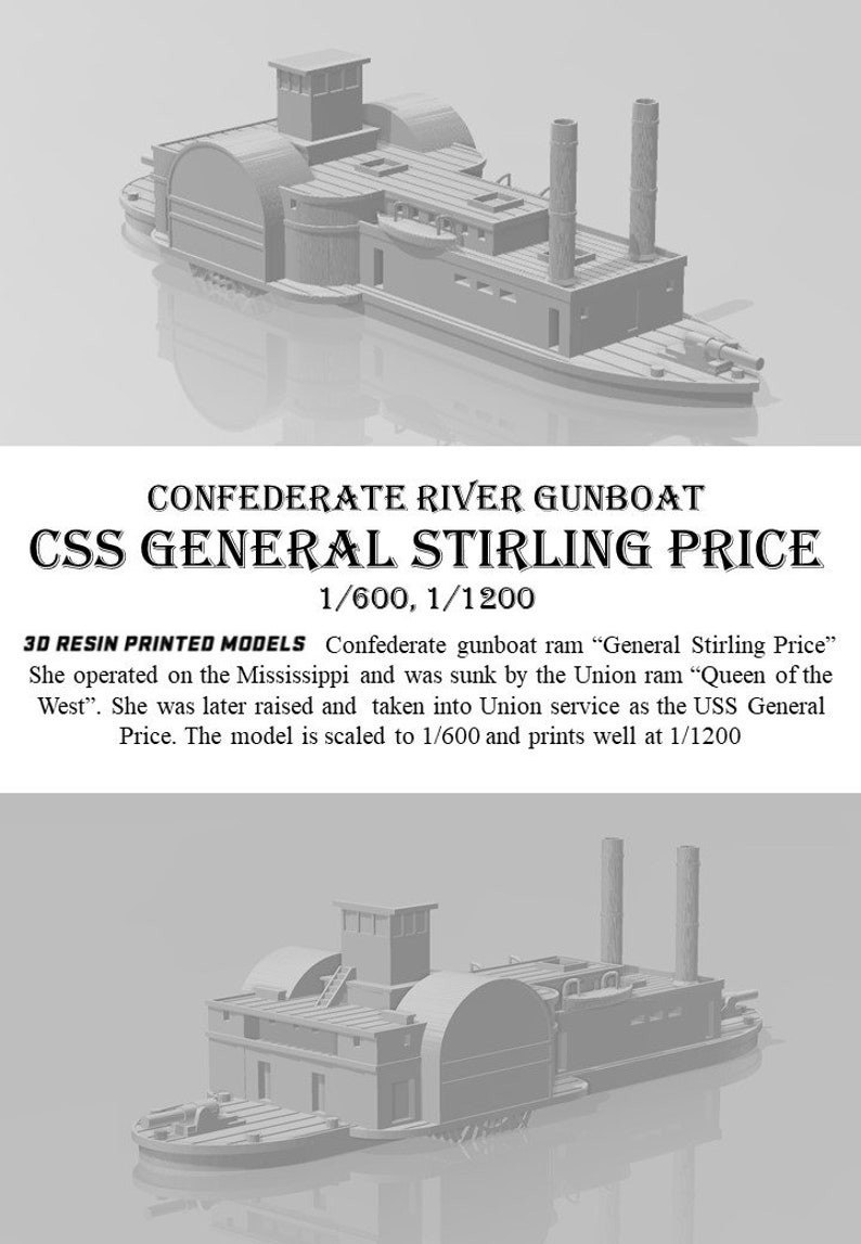 1/600 ACW Confederate River Gunboat CSS General Stirling Price - Etsy