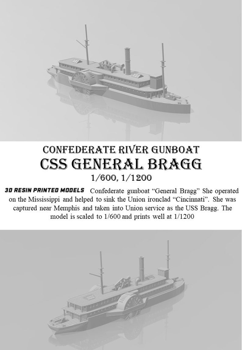 1/600 ACW Confederate River Gunboat CSS General Bragg - Etsy