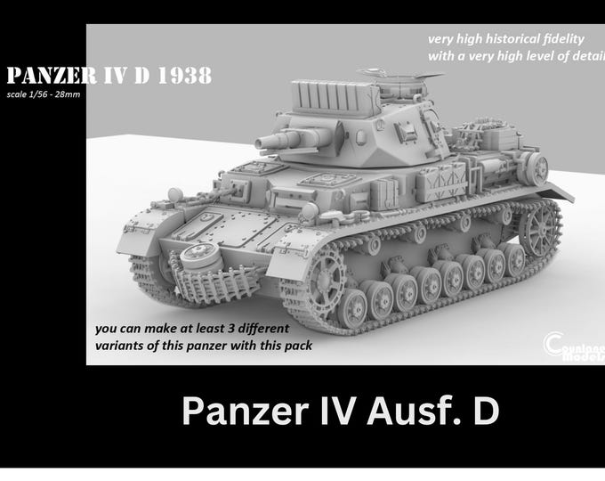 Panzer IV Ausf D (germany, WW2) - Bolt Action 1/56 (28mm) Scale - Etsy