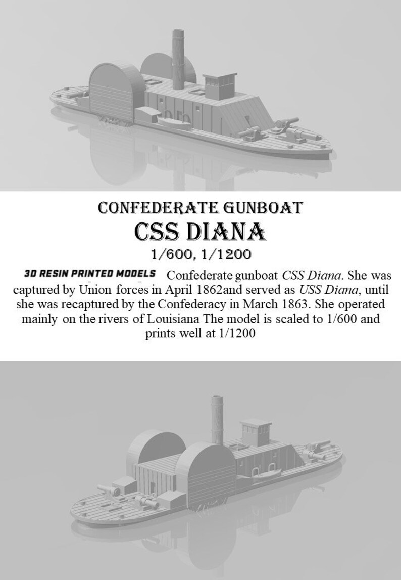 1/600 ACW Confederate Gunboat CSS Diana - Etsy