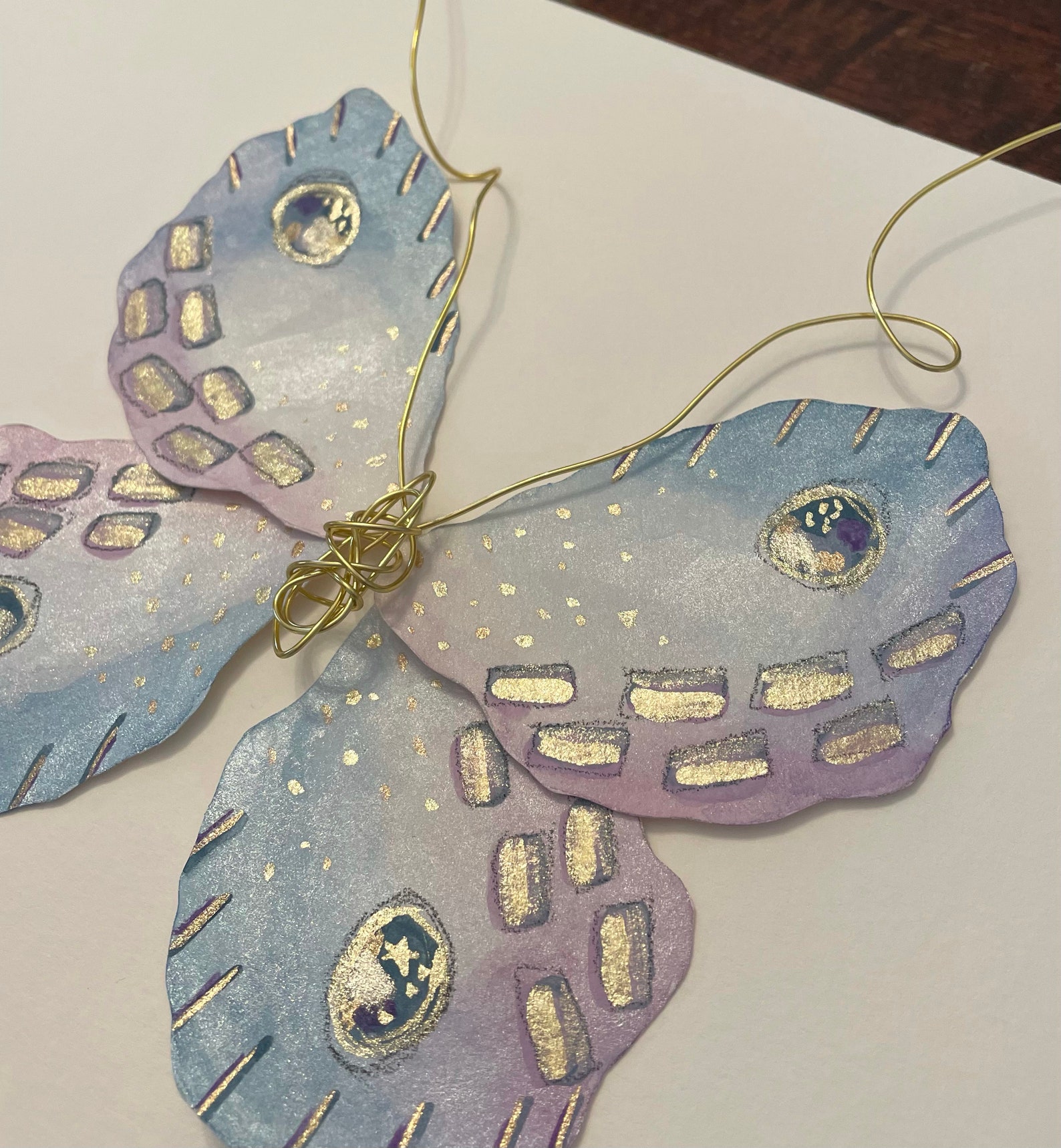 Starlight 1 Original Artwork, Watercolor Butterfly in Matted Gold Frame ...