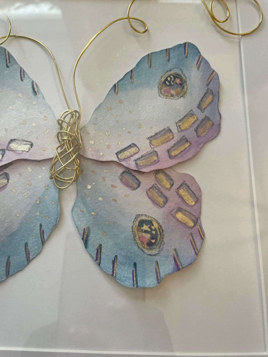 Starlight 1 Original Artwork, Watercolor Butterfly in Matted Gold Frame ...